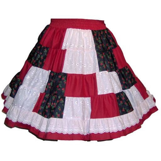 Eyelet Patchwork Square Dance Skirt - Square Up Fashions